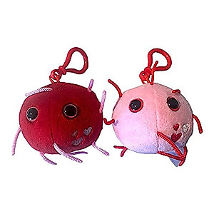 GIANTmicrobes COVID with Love Heart Box - Spread the Love with Adorable Heart Box, Includes two Special Edition Pink and Red COVID Plush Keychains