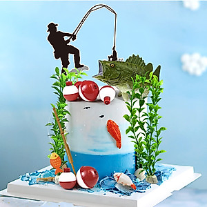 Gone Fishing Cake Decoration Fisherman Cake Decoration Gone Fishing Cake Topper Fisherman Themed Decoration for Gone Fishing Themed Party Supplies Decoration