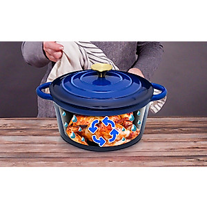 Enameled Cast Iron Dutch Oven - 5qt Dutch Oven Pot with Lid and Steel Knob - Cast Iron Cookware with Loop Handles for Gas, Electric & Ceramic Stoves - Blue Enamel Dutch Oven for Cooking & Baking