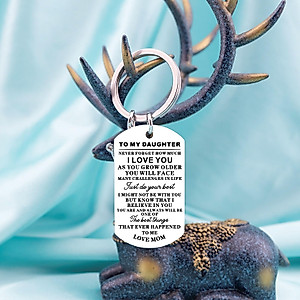 To My Daughter Keychain Daughter Gifts from Mom small Gifts for Daughter Teen Girls Birthday Easter Christmas Gifts Stocking Stuffers