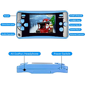 JJFUN Mini Handheld Game Console for Kids Portable Retro Video Game Player Built-in 182 Classic Games 2.5 inches LCD Screen Arcade Gaming System Xmas Present for Boys Girls Ages 4-12 (Blue+Black)