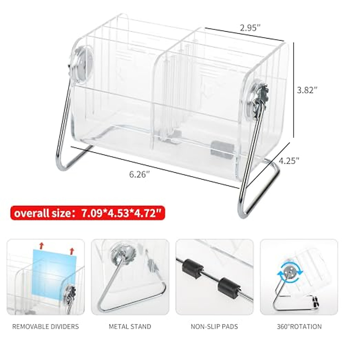 Yesesion Acrylic Remote Control Holder, Clear TV Remote Caddy for Bedside Table, Desk Storage Organizer with Removable Dividers for Marker Pen and Pencils, Home Office Supplies, Phone, Eyeglasses