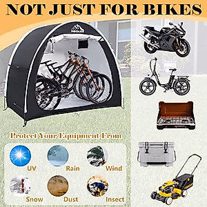 PROLEE Bike Shed 6.6FT, Waterproof Oxford Fabric Storage Tent for 2 Bikes, Outdoor Storage with Window Design, Black
