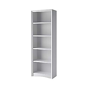 CorLiving Quadra 5 Shelf Faux Wood Grain Bookcase in White