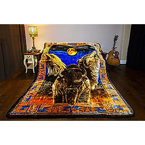 JPI Plush Throw Blanket - Hallowed Harmony - Queen Bed 79"x 95" - Faux Fur Blanket for Beds, Sofa, Couch, Picnic, Camping