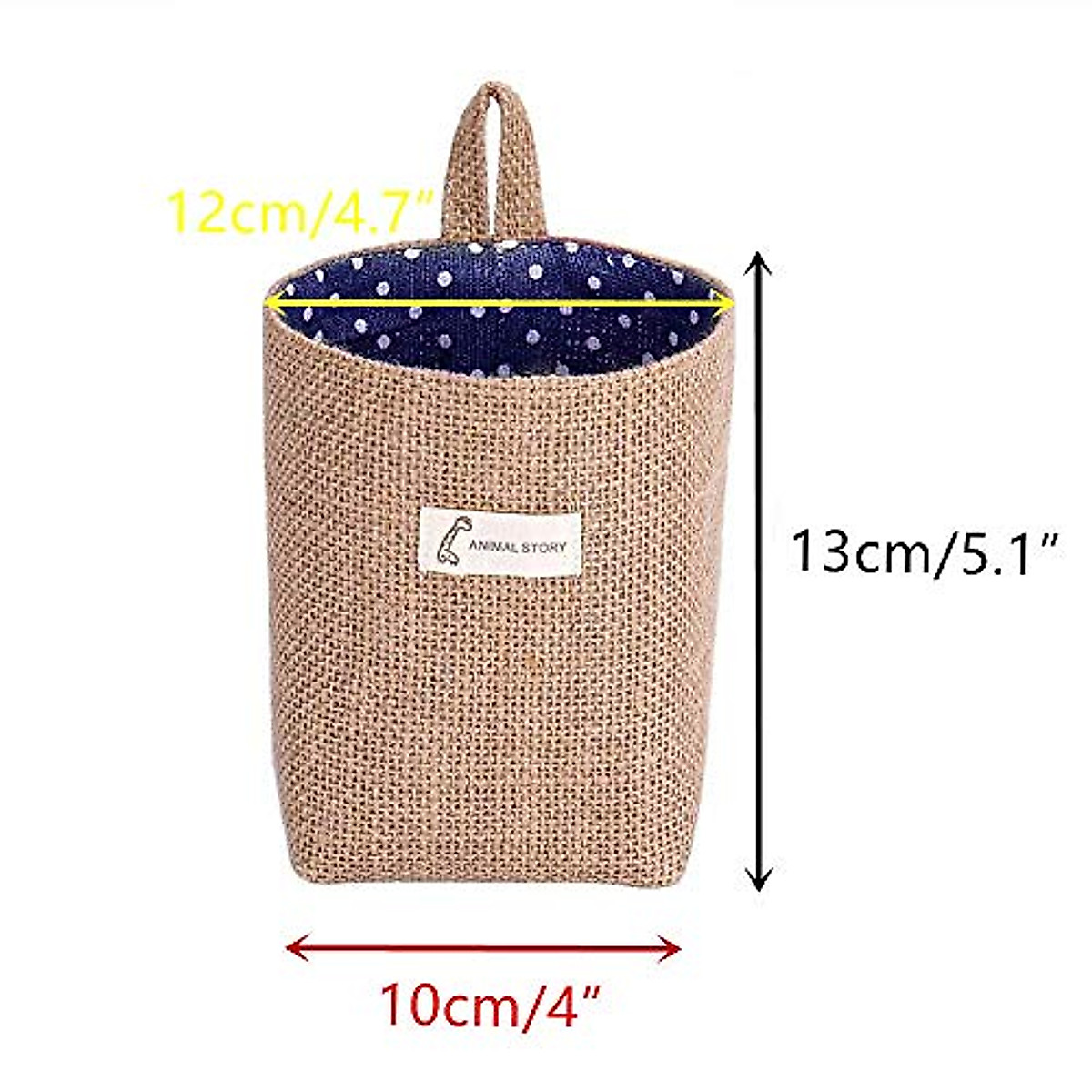 MIAO JIN 6Pcs Mini Hanging Storage Bag, Cotton Linen Wall-Hanging Storage Basket Desktop Storage Collapsible Decor Bin Bag for Wall Door Closet (Stripe,Dot)
