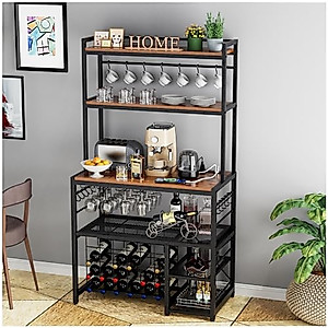 yacchi home Buffet Cabinet with Storage Double-Layer Design,47" Large Sideboard Cabinet with 3 Drawers and Movable Laminate, Durable Wood Coffee Bar Cabinet for Kitchen Dining Room (Black)