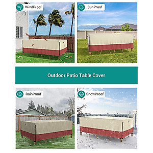 BROSYDA Patio Furniture Set Cover Waterproof, 600D Heavy Duty Lawn Patio Furniture Covers, Outdoor Sectional Sofa Cover Patio Table Chair Set Cover, 111" W×74" D×28" H, Beige & Orange