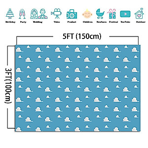 Art Studio It's a Boy Story Themed Birthday Party Photography Backdrops 5x3ft Blue Sky White Clouds Baby Shower Photo Background Kids Hero Photo Booth Studio Props Vinyl