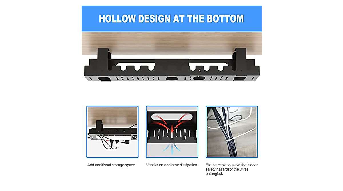 GOME 2-Packs Adjustable Under Desk Cable Organizer for Neat Workspaces