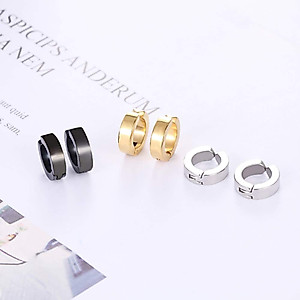 WAINIS 12 Pairs Stainless Steel Non Pierced Magnetic Earrings for Men Women CZ Clip on Dangle Magnet Earrings Set