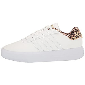 adidas Women's Court Platform Skate Shoe, White/White/Gold Metallic, 8.5