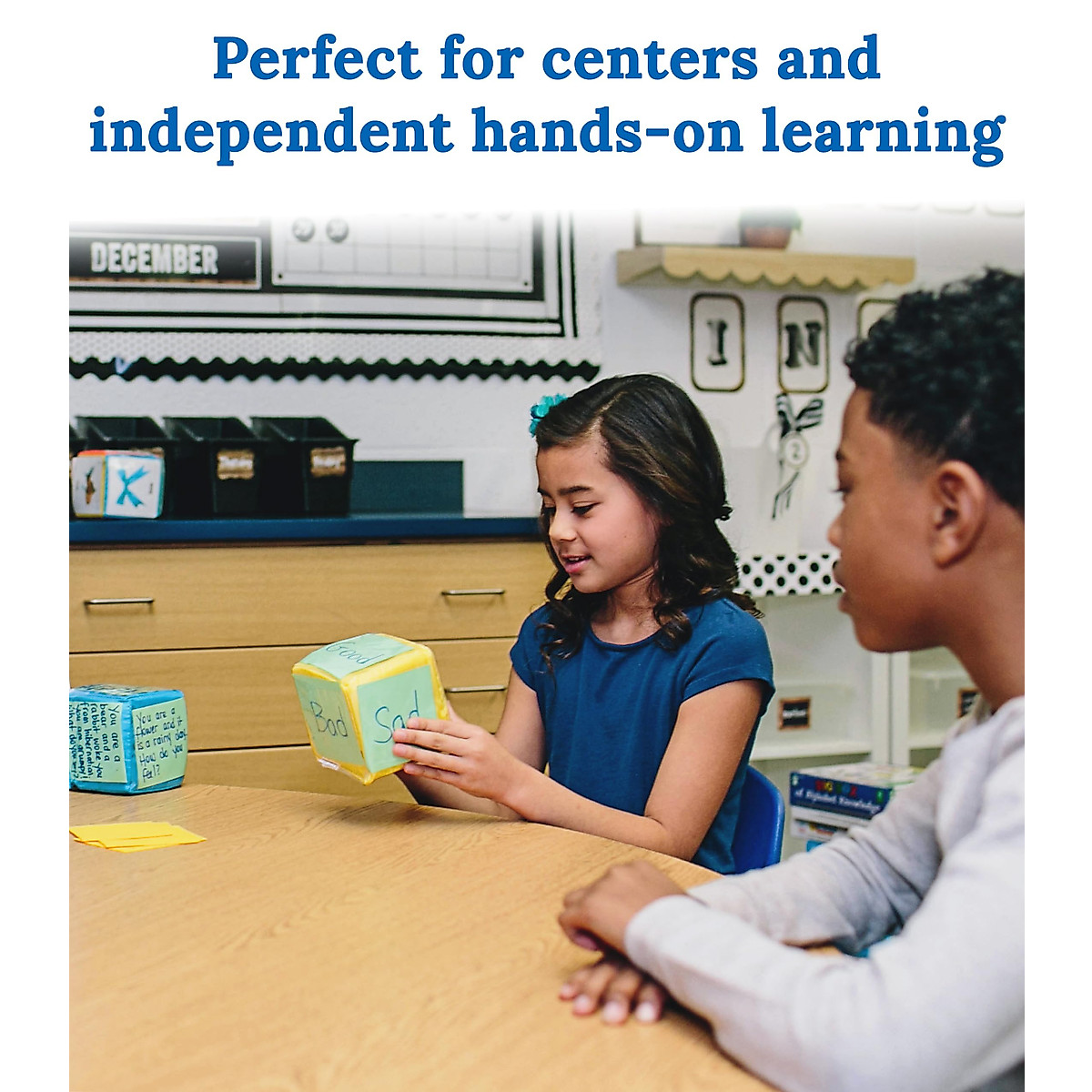 Carson Dellosa Differentiated Instruction Cubes—Blue, Yellow, Green Foam Learning Cubes with Clear Pockets, Customizable Learning Activities and Cards for All Subjects (3 pc)