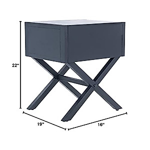 Safavieh Home Collection Odilia Navy and Gold 1-Drawer Nightstand