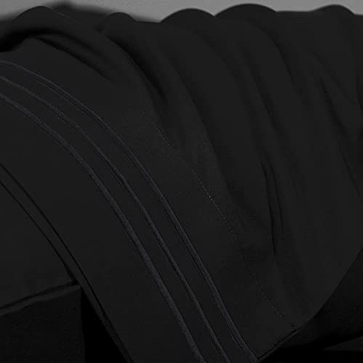 CozyLux Pillow Cases Queen Set of 2 Luxury 1800 Series Double Brushed Microfiber Bed Pillow Cases Embroidered 2 Pack 20x30 inches, Black Pillow Covers with Envelope Closure