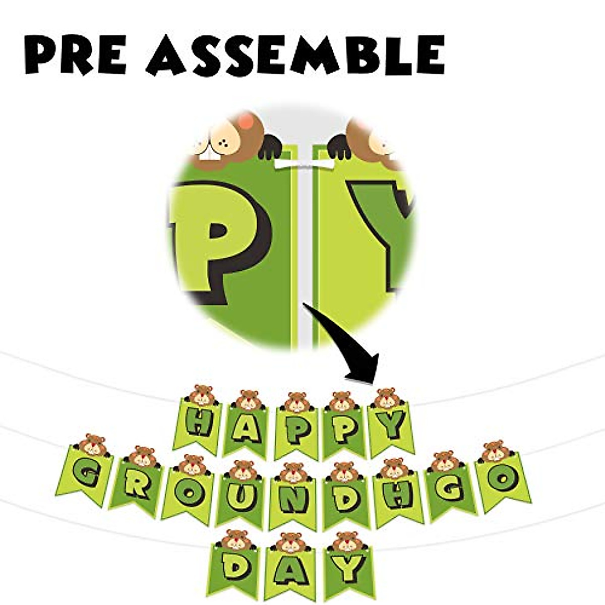 Happy Groundhog Day Banner Background Cute Animals Peeking Out Hole Theme Favors Decor for Groundhog Day Weather Forecast Spring February 2nd Holidays Festival 1st Birthday Party Supplies Decorations