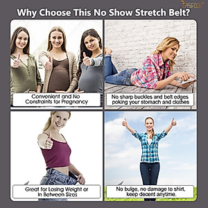 JASGOOD No Show Women Stretch Belt Invisible Elastic Web Strap Belt with Flat Buckle for Jeans Pants Dresses