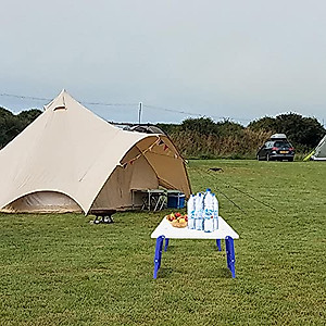 Portable Folding Beach Table for Sand Foldable Adjustable Side Table Desk for Camping Picnic BBQ with Carry Bag, Blue
