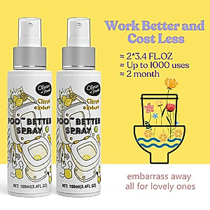Clean-n-Fresh Toilet Spray, 7 Fl.oz Poo Spray | Up to 800+ Uses, 100% Natural Plant Essential Oil Citrus Scent, Bathroom Deodorizer…
