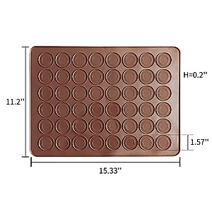 Akingshop Silicone Macaron Baking Mats, 2 Non-Stick Silicone Baking Mats, Food Safe Baking Mat, Great For Macaron, Cookies, Bread, Pastry, Dessert (2Pcs 48Capavity)