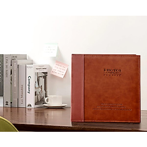 ZOVIEW Magnetic Self-Stick Page Photo Album, Family Album, Leather Cover, Hand Made DIY Albums Holds 3X5, 4X6, 5X7, 6X8,8X10 Photos A52035 (Red Brown, Large)