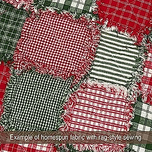 40+ Merry Christmas Charm Pack Red Green, 6 inch Precut Cotton Homespun Fabric Squares by JCS