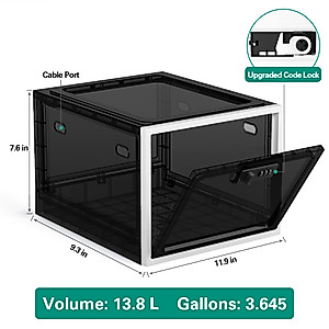 Barhon Medicine Lock Box for Medication Safe, Lockable Snack Box with Combination Lock, Large Refrigerator Locked Storage for Food Safe, Plastic Phone Locking Containers for Office Home