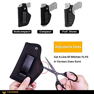 TACWINGS Universal Gun Holsters for Men Women, WB/OWB 9mm Holsters for Pistols Right Left,Concealed Carry Holster Fits S&W M&P Shield Glock 17 19 26 27 42 43 Revolver, Similar Handguns (2-Pack)