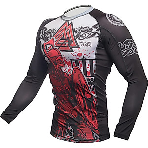 ardcore Training Viking 2.0 Men's Rash Guard Compression Long Sleeve MMA No-Gi Tight BJJ Grappling Base Layer Fitness Grey