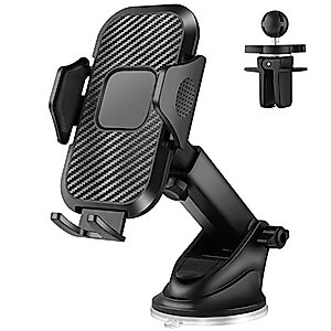 COOLOO Phone Mount for Car, Rotatable Long Arm Suction Cup Car Phone Holder Mount for Dashboard, Air Went, Windshield, Holds All Phones 4-7 inch, 2-in-1 Car Phone Holder…