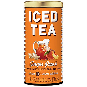 The Republic of Tea – Ginger Peach Black Iced Tea Bags, 8 Large Quart-Sized Iced Tea Pouches, Naturally Caffeinated
