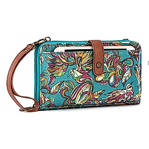 Sakroots Large Smartphone Crossbody, Teal Treehouse