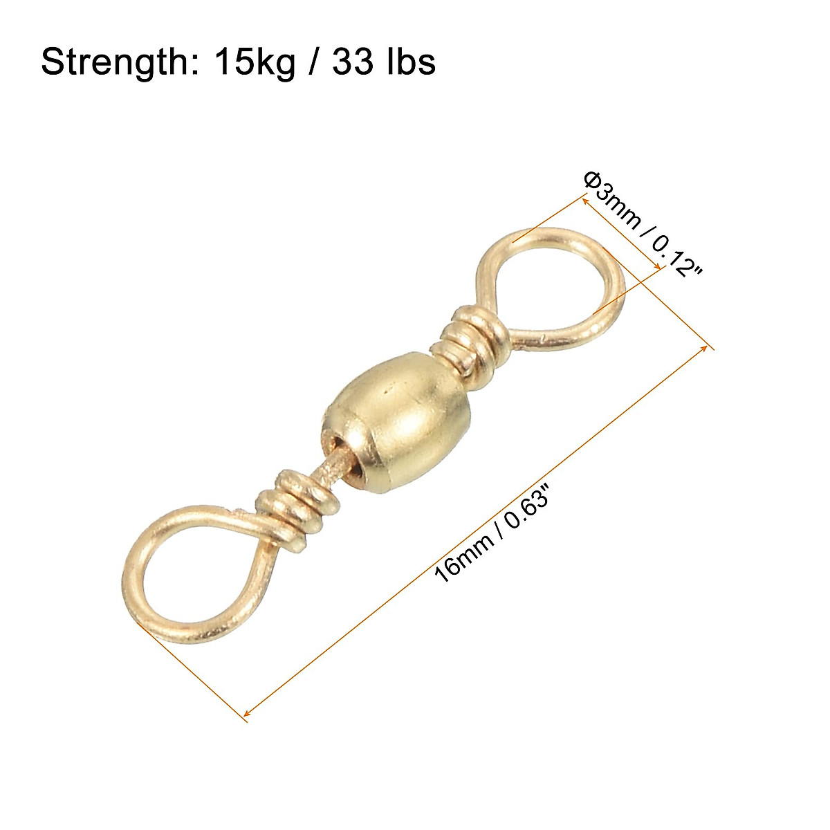 PATIKIL Fishing Barrel Swivel, 100Pcs 33lb Carbon Steel Solid Ring Terminal Tackle, Golden