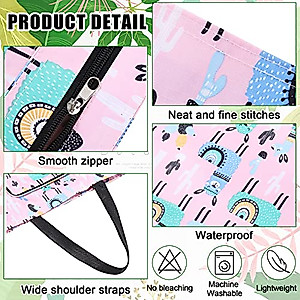 Woanger 4 Pcs Reusable Shopping Bags Washable Foldable Grocery Bags with Handles Zippered Waterproof Tote Oxford(Cute Style)