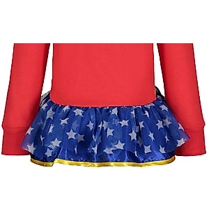 WARNER BROS Justice League Wonder Woman Little Girls Zip Up Costume Hoodie Red 7-8