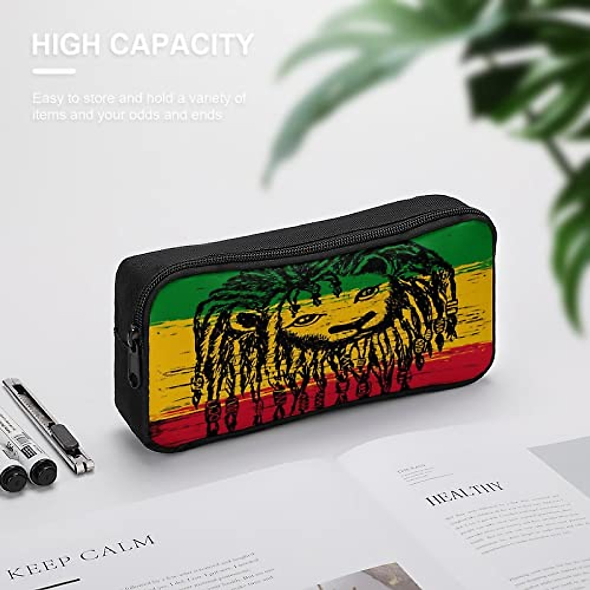 Lion on Jamaica Flag Pencil Case Pencil Pouch Coin Pouch Cosmetic Bag Office Stationery Organizer