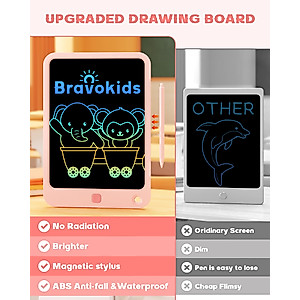 bravokids LCD Writing Tablet 10 Inch, Toys for 3-10 Year old Girl Boy, Colorful Doodle Board Drawing Pad for Kids, Learning Educational Birthday Gift for Toddler Age 3 4 5 6 7 8 9 10 Year Old (Pink)