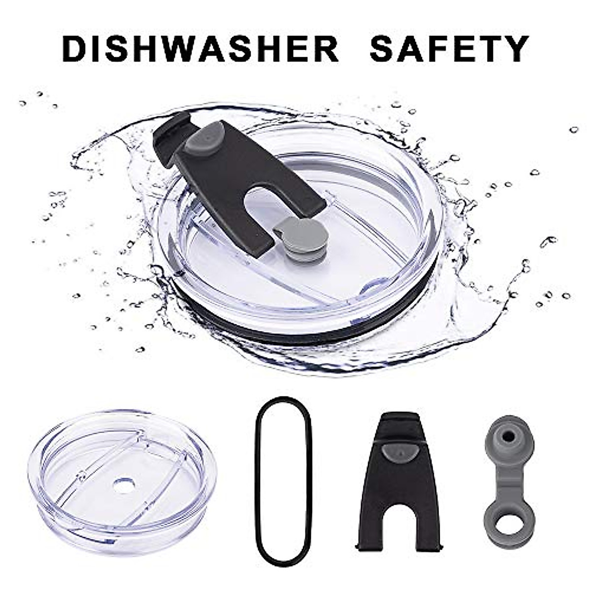 30 oz Tumbler Lids, Fits for 30Oz YETI Rambler, Ozark Trail and More, Koodee 2 Pack Spill-proof Lids,Covers for 30 Ounce Tumbler,Cup (Black)