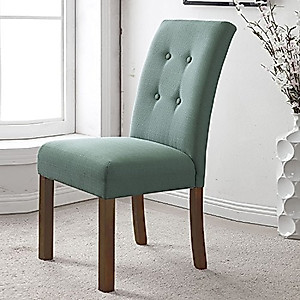 Homepop Home Decor | 4 – Button Tufted Upholstered Parsons Dining Chairs | Set of 2 Accent Dining Chairs, Aqua