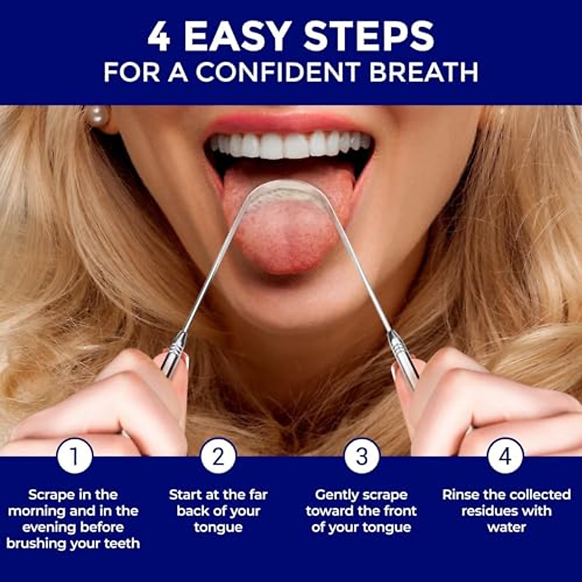 Tongue Scraper Stainless Steel | Two-Pack | Tongue Cleaner | for a Fresh Breath and Better Oral Health | Stainless Steel Tongue Scrapers | Tongue Cleaner for Kids and Adults | ORAVIX