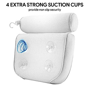 PEULEX Comfort Bath Pillow for Tub, Bath Pillow for Neck Back Support with Strong Suction Cups & Hook, Soft Bath Pillow for Luxury Bath, Hot Tub Bathtub Pillow Made with Soft Mesh, Great Gift for Wife