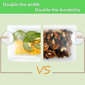 Premium Reusable Storage Bags Set of 9 | Reusable Freezer Bag | MORE DURABLE with BORDER 0.4" | 3 Snack Bags + 3 Reusable Lunch Ziplock Bags For Kids + 3 Extra Sandwich Bags | EXTRA THICK| BPA-Free