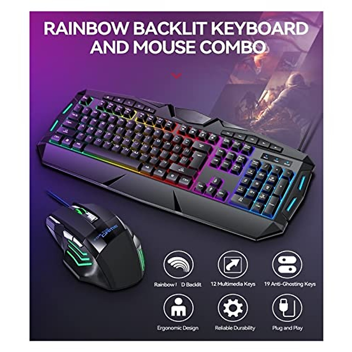 Computers & Accessories Gaming Keyboard Mouse Multimedia Office Mechanical Large Keyboard and Mouse Set Boards
