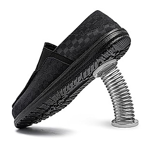 LARNMERN Slip On Steel Toe Shoes Loafers Men Lightweight Walking Sneakers Steel Toe Loafers(7.5 Men, Black)