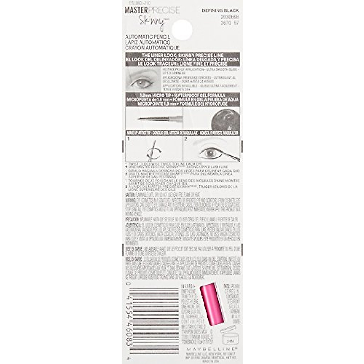 Maybelline Master Precise Skinny Gel Eyeliner Pencil, Defining Black, 1 Count