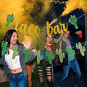 Fiesta Taco Bar Banner and Cactus Garland Banner for Mexican Party Banner Mexican Party Taco Bar Decorations, Cinco De Mayo Party Banner Decorations