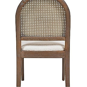 Pemberly Row Curved Cane Rattan Side Dining Chair Set of 2 Ivory White Boucle