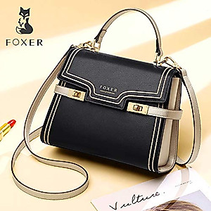 Leather Crossbody Bags for Women, Genuine Leather Ladies Top-handle Bags with Adjustable Shoulder Strap Womens Fashion Designer Purses and Handbags Girls Small Flap Cross Body Messenger Bags (Black)