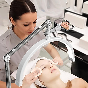 Beautycity Half Moon Lash Light for Eyelash Extensions, Half Moon Lash Lamp with Phone Holder for Makeup, Nail, Facial, Tattoo - Dimmable Eyelash Lamp & Color Temperature 3000K-6000K