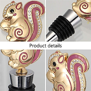 DOITOOL Alloy Wine Bottle Stopper Animal Squirrel Shaped Wine Pourer Reusable Beverage Plug Cap Champagne Saver for Easter Wedding Bar Party